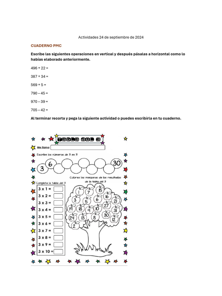 Actividades 24 de Septiembre de 2024 | PDF