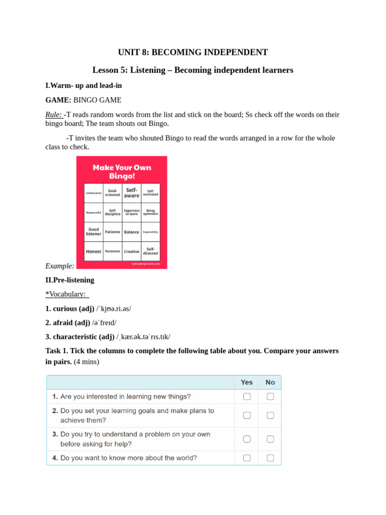 UNIT 8 Listening Handout | PDF