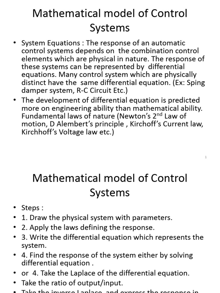 2.Mathematical Modelling of Control Systems | PDF | Electric Motor ...
