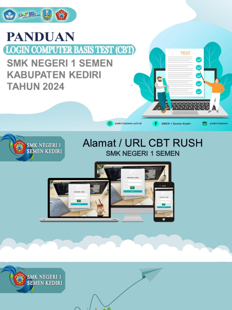 Panduan Login CBT Rush SMK Negeri 1 Semen | PDF