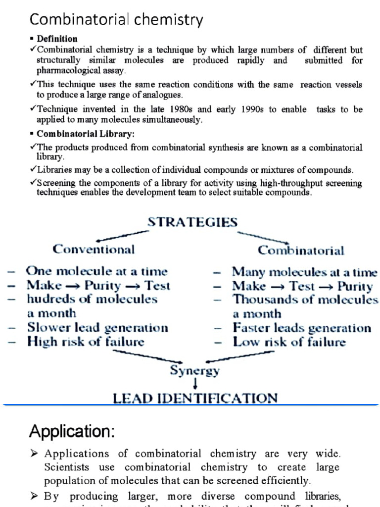 Combinatorial Chemistry. | PDF | Drug Discovery | Biochemistry