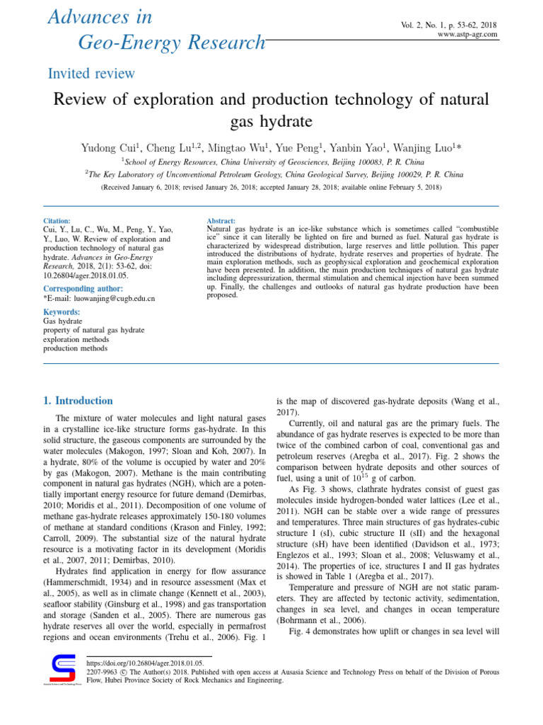 Review of Exploration and Production Technology of | PDF | Methane | Nature