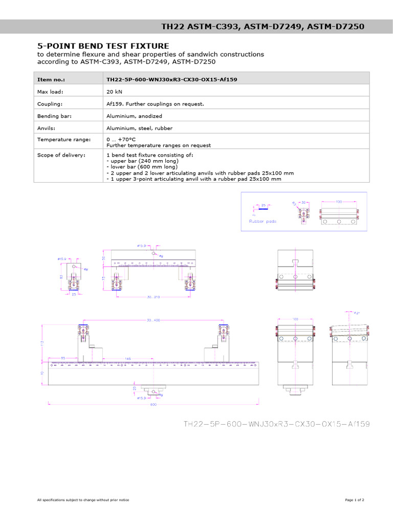 5-Point Bend Test Fixture Specifications | PDF
