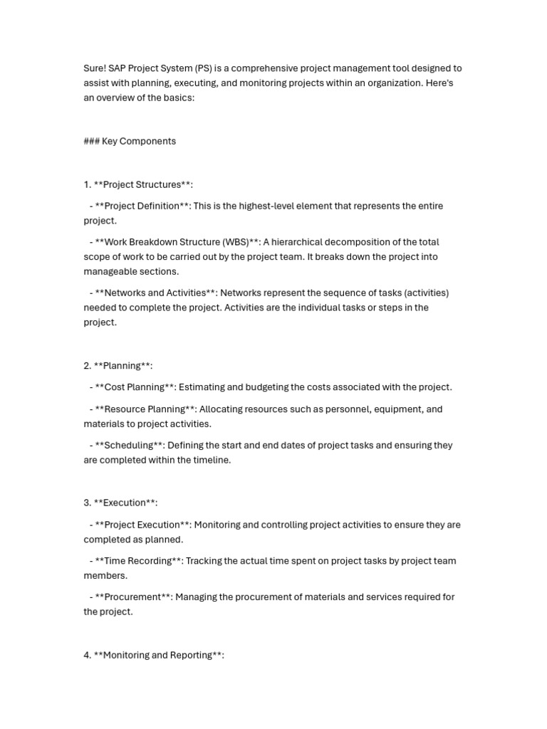 SAP PS Basics | PDF | Project Management | Business