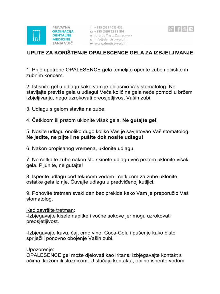 Upute Za Izbjeljivanje Zuba Kod Kuce | PDF