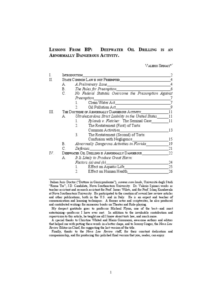 Lessons From BP | PDF | Federal Preemption | Law Of The United States