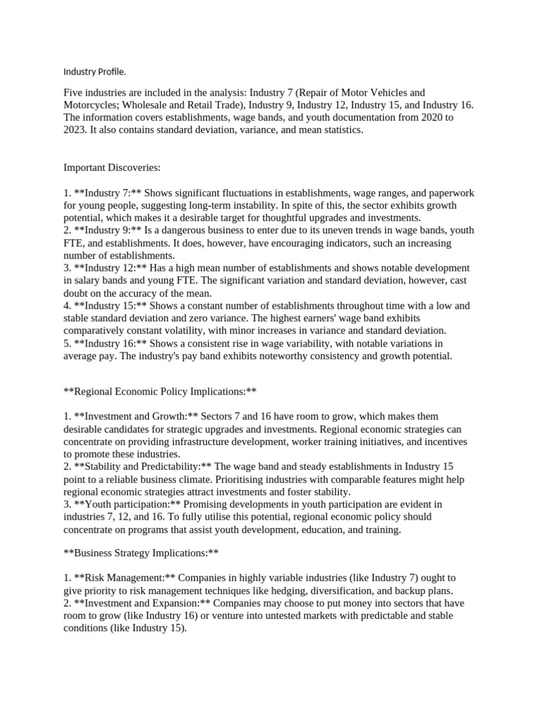 Obs 370 (Industry Profile | PDF | Investing | Variance