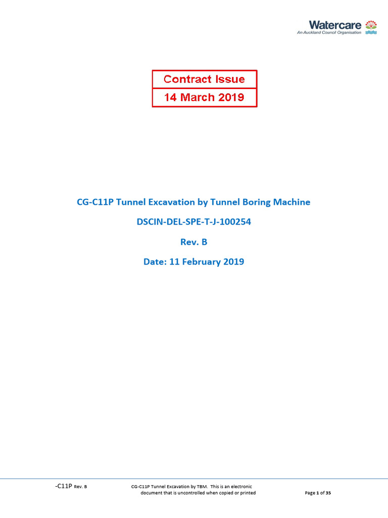 4.3.2 - Particular Spec - CG-C11P Tunnel Excavation by TBM | PDF | Tunnel