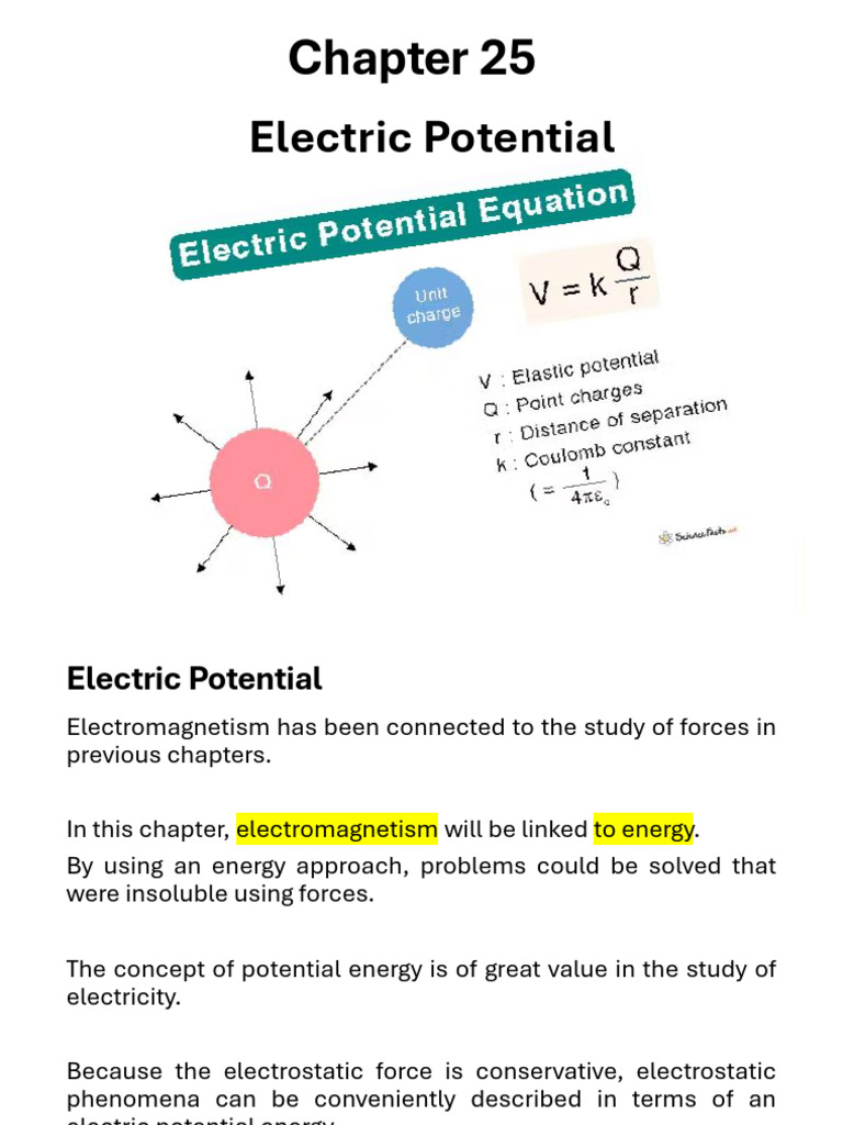 Chapter 25 - Electric Potential | PDF | Electronvolt | Potential Energy