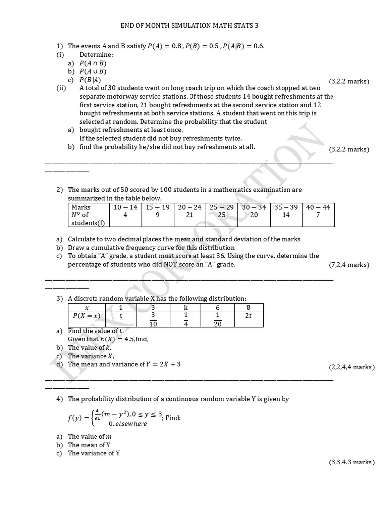 End of Month Simulation Math Stat p3 | PDF | Probability Distribution ...