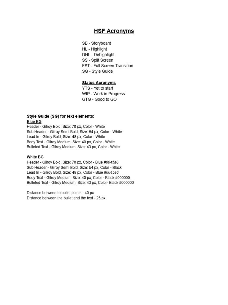 HSF Acronyms and Guides | PDF