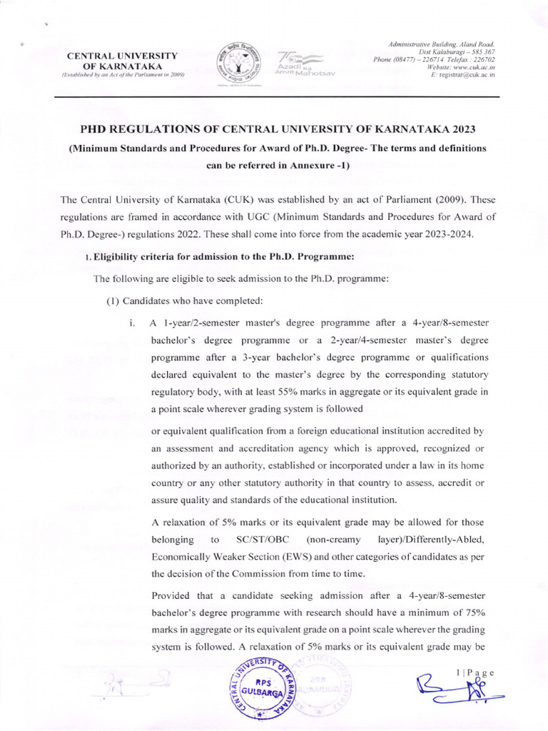 CUK PhD Guidelines | PDF | Thesis | Doctor Of Philosophy