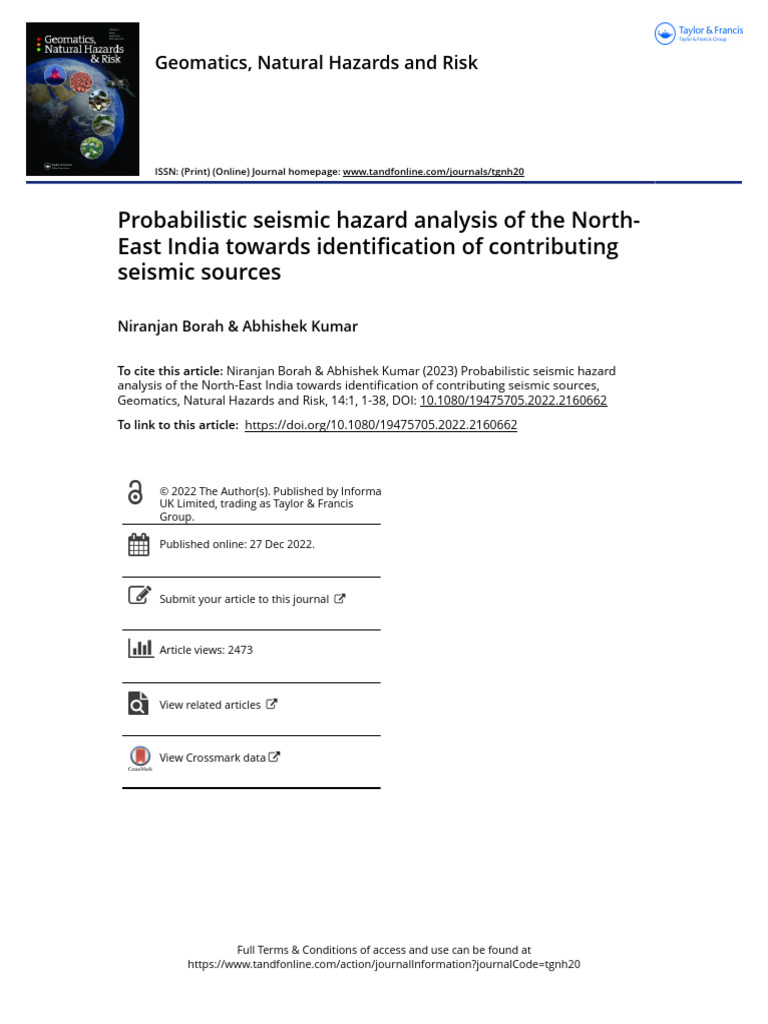 Seismic Hazard Analysis in NE India | PDF | Moment Magnitude Scale ...