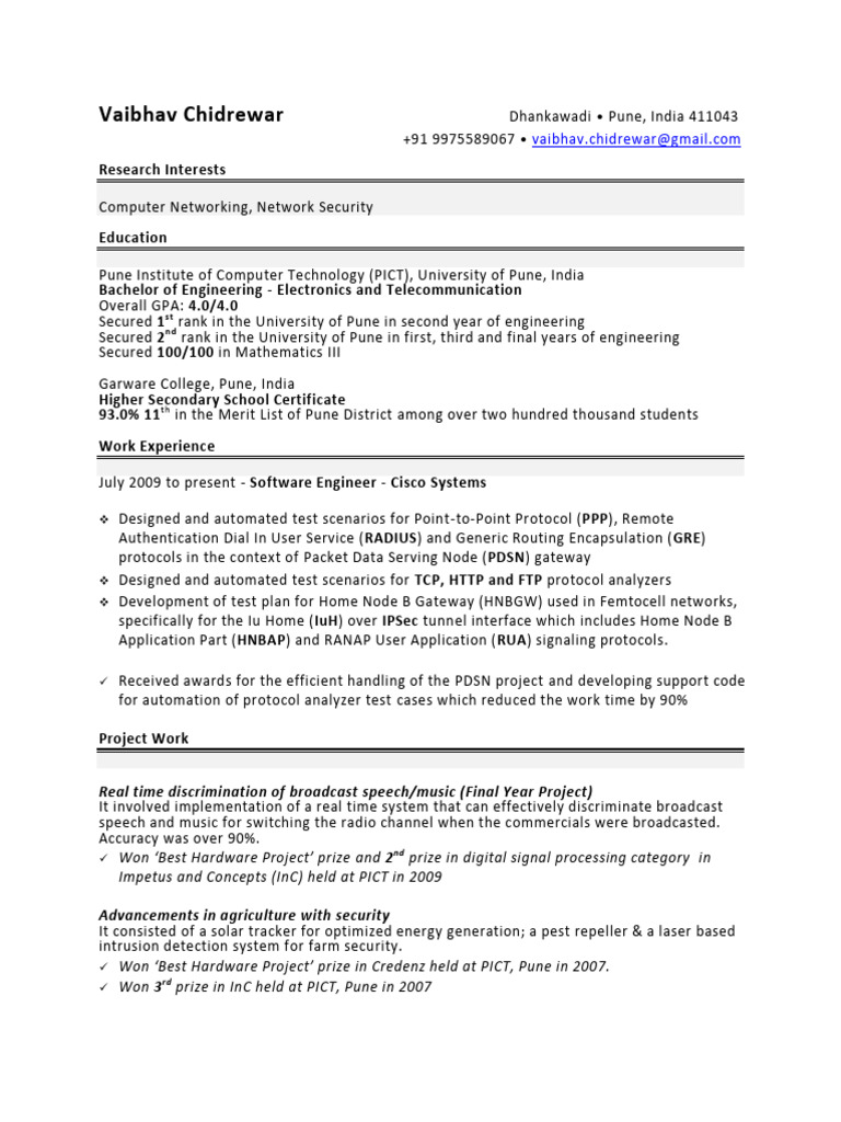 Compact Resume | PDF | Computer Network | Computing