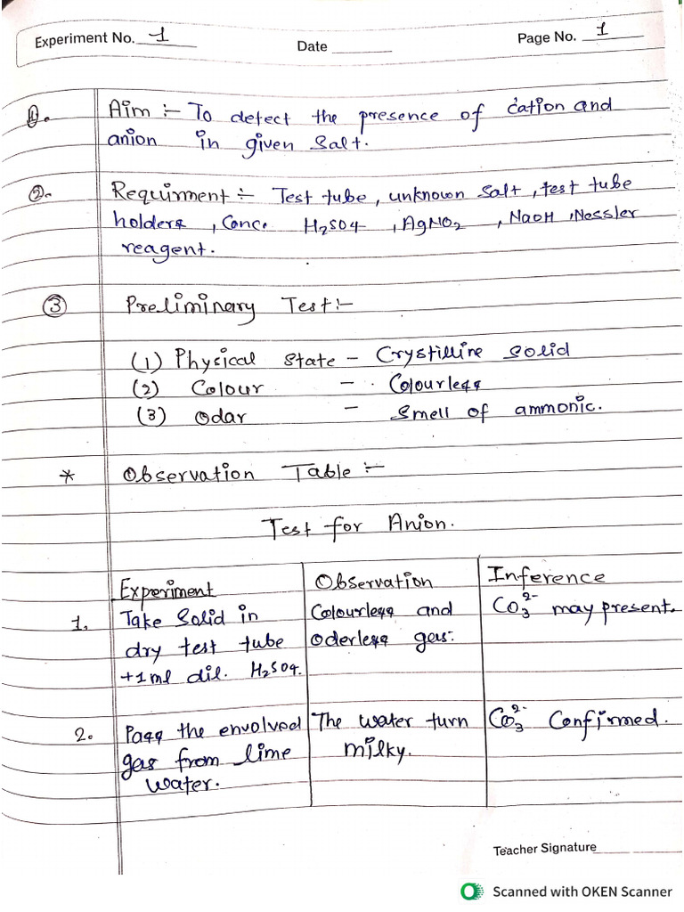 Class 12 Chemistry Laboratory Manual-1 | PDF