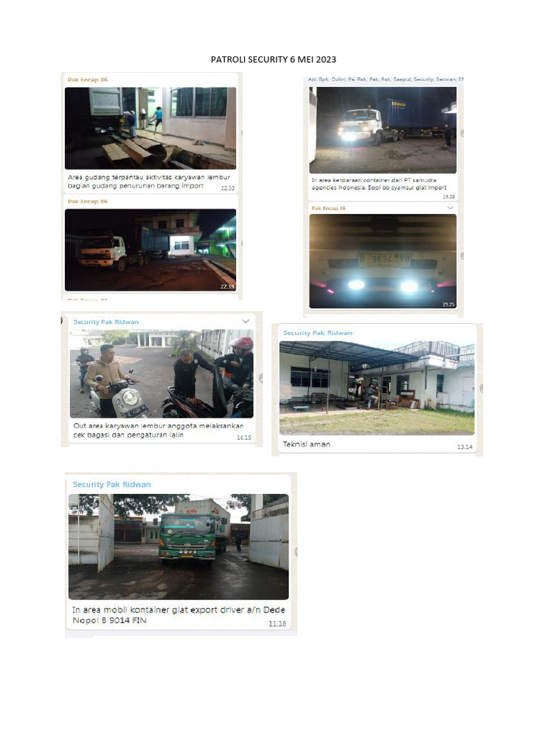Patroli Security 6 Mei 2023 | PDF