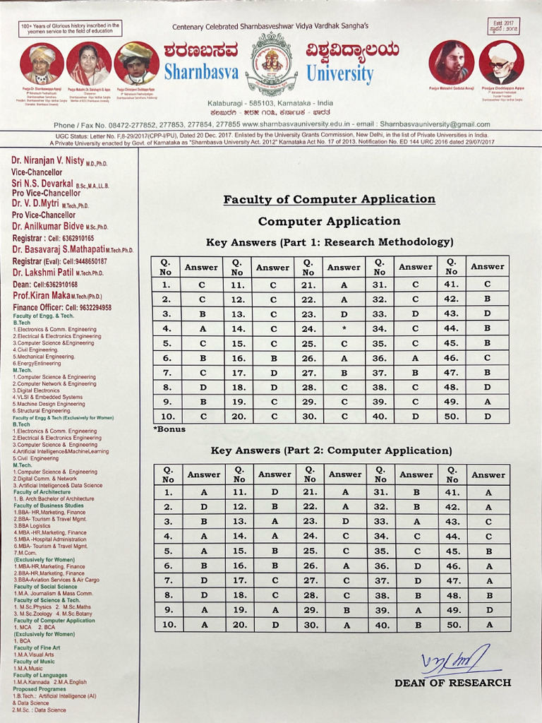 Key Answers - Faculty of Computer Applications PDF | PDF