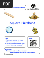 Corbettmaths Square Numbers Questions | PDF