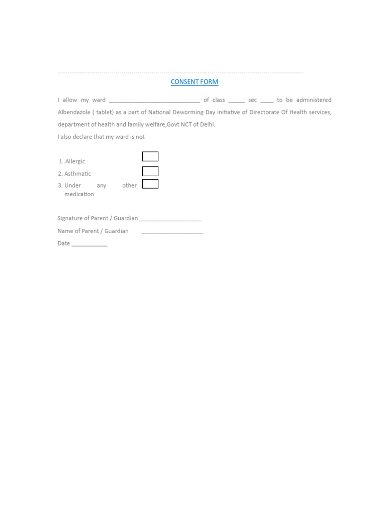 Deworming Consent Form | PDF
