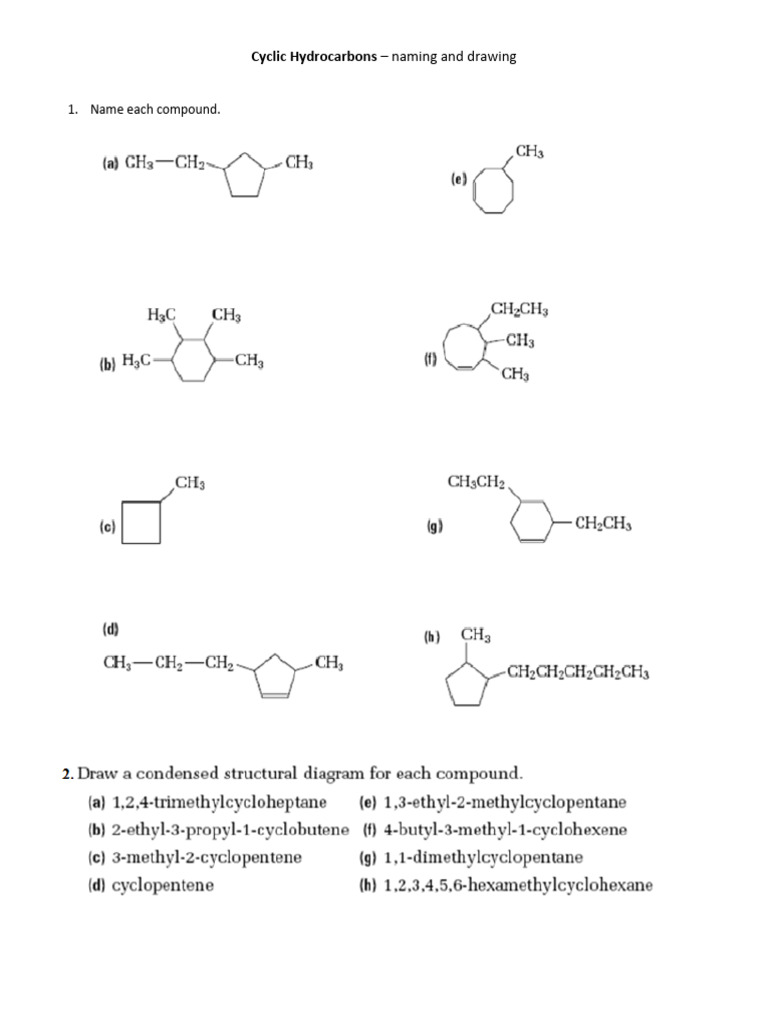 Naming and Drawing Cyclic Hydrocarbons | PDF