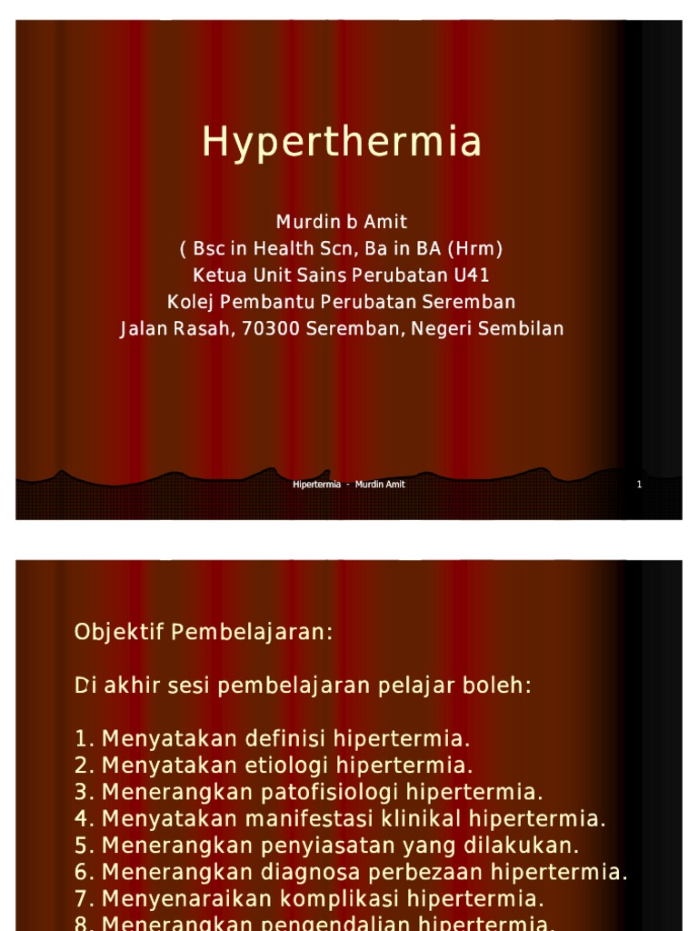 5 - Hyperthermia - PPT Kuliah | PDF | Hipertermia | Termoregulasi