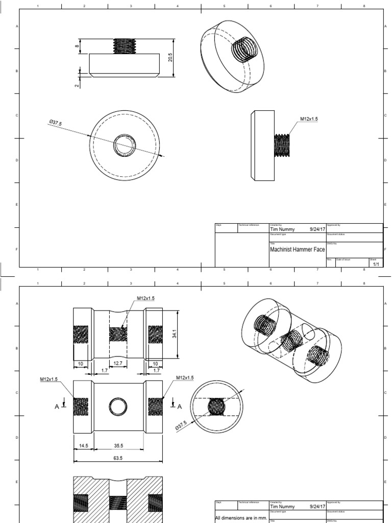 Machinist Hammer Blueprint Plans | PDF