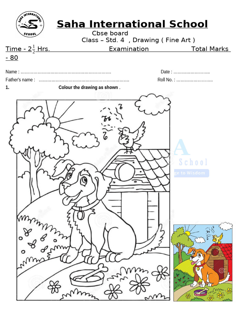 Class - STD 4. Drawing 2nd Term Exam 2024 - 25 | PDF