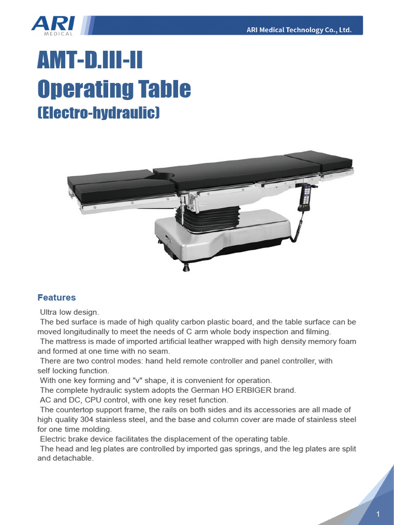 Electro-Hydraulic Operating Tables Overview | PDF | Chair | Manual ...