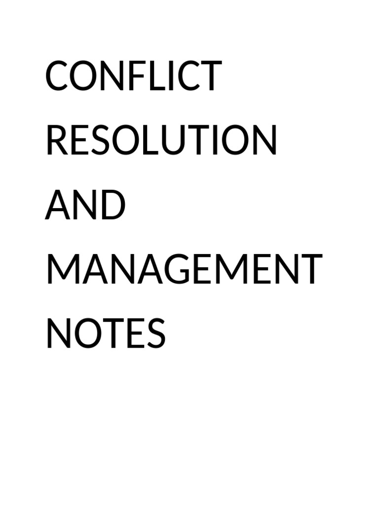 Conflict Resolution Notes Level 5 | PDF | Conflict (Process) | Conflict ...