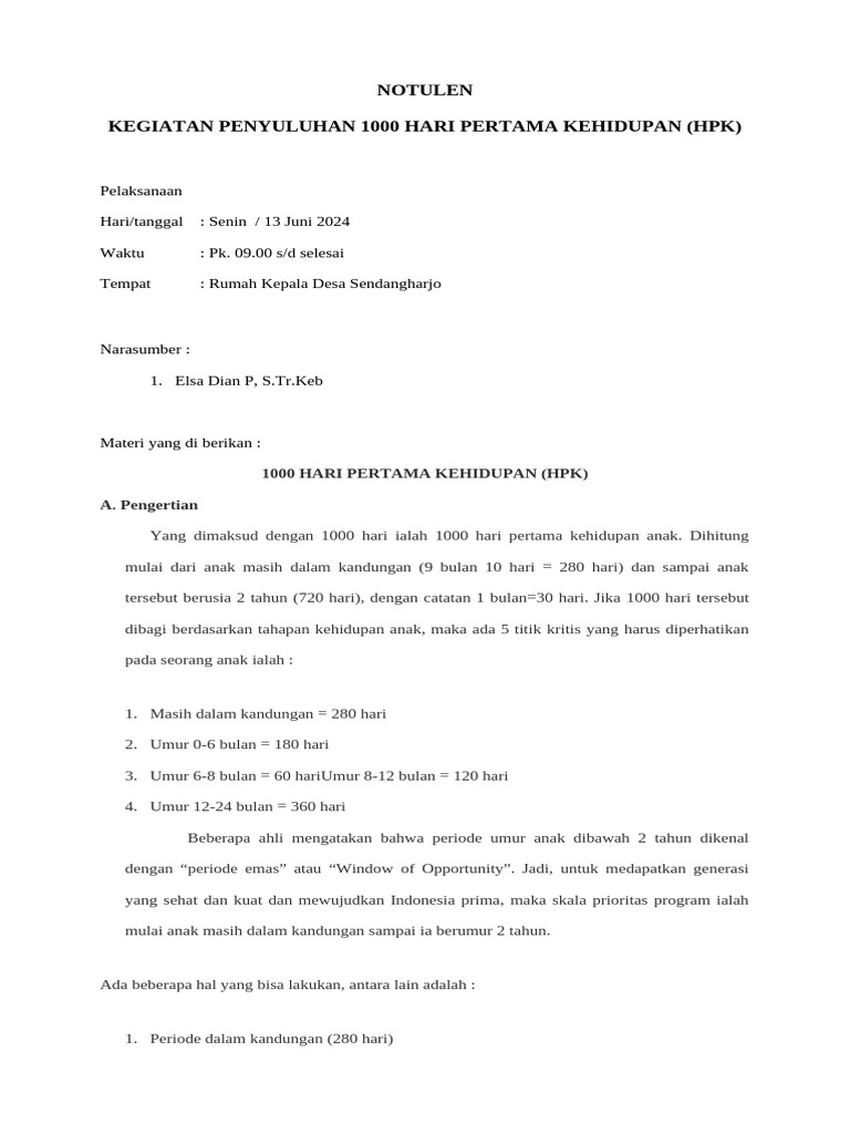 Notulen Penyuluhan Kesehatan | PDF