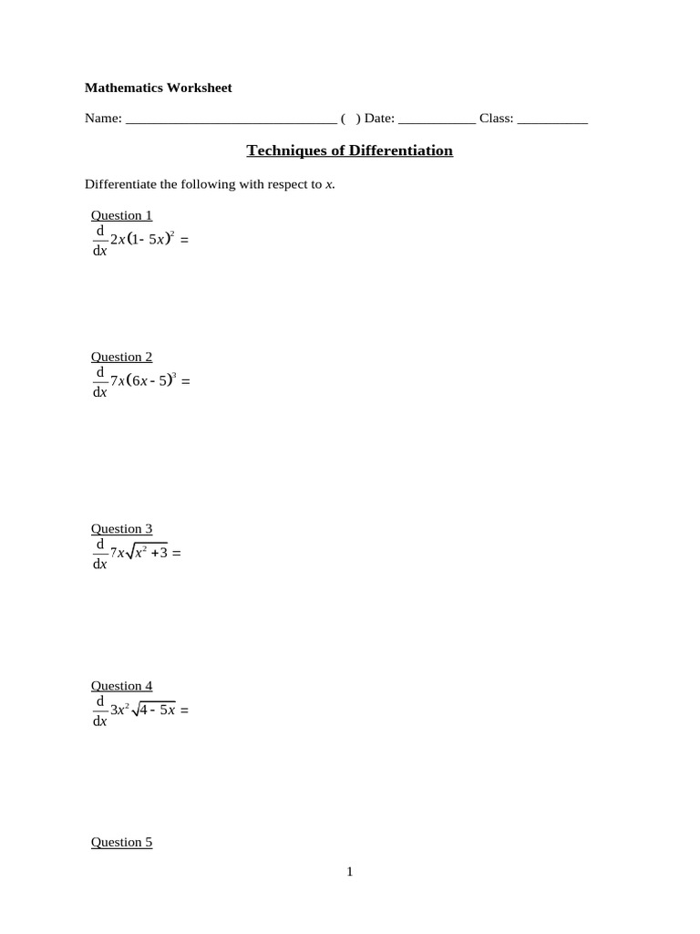 Techniques of Differentiation | PDF