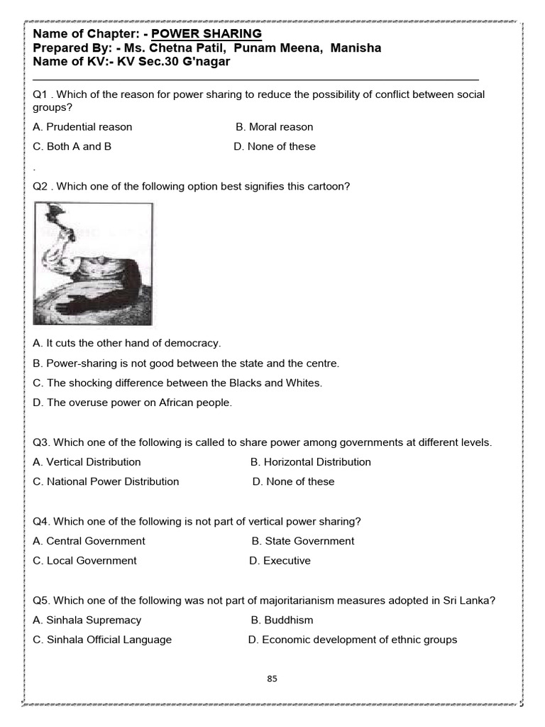Class - XTH Social Science Preparation of Question Bank For Objective ...