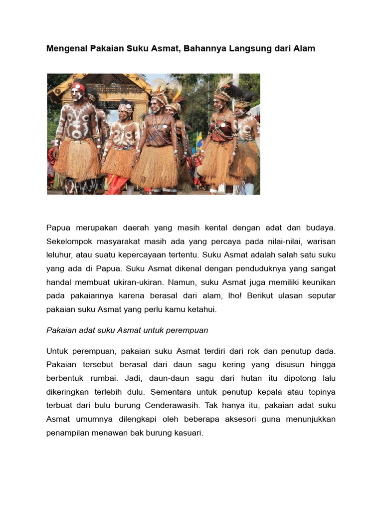 Pakaian Suku Asmat | PDF