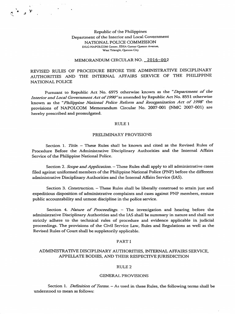 Napolcom MC 2016 002 | PDF