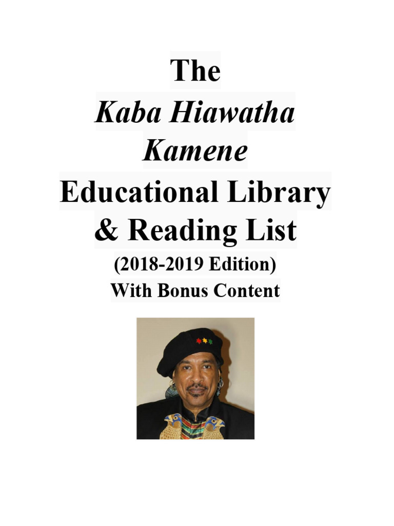 The Kaba Hiawatha Kamene Educational Library & Reading List (2018-2019 ...