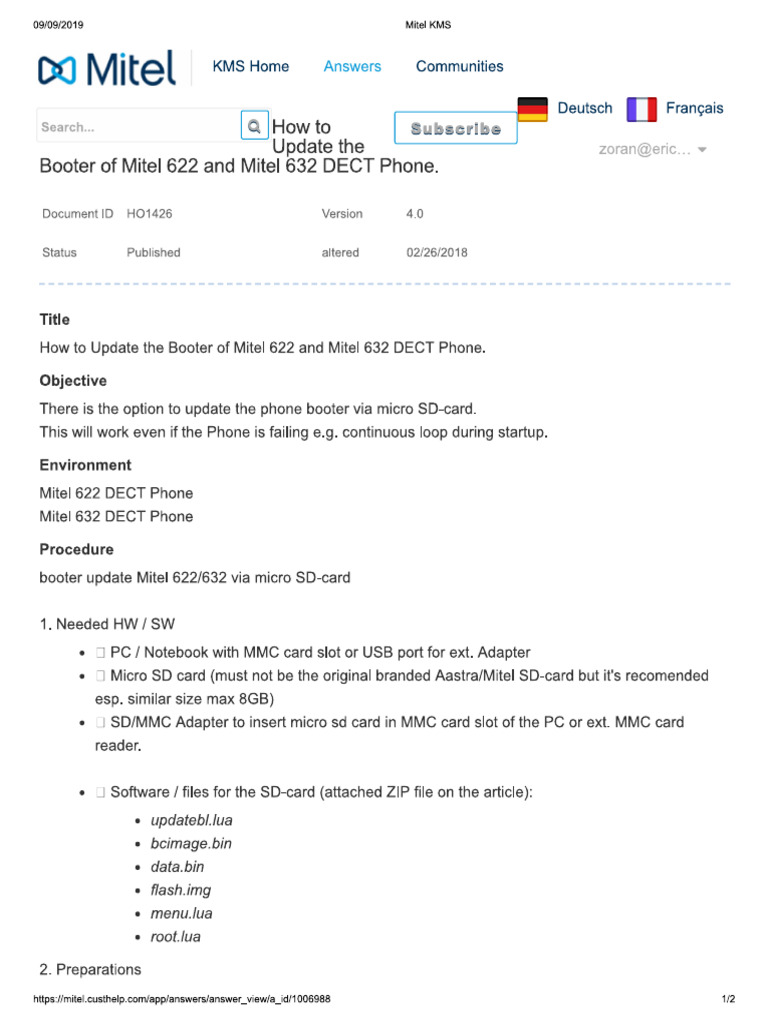 Mitel Booter Update | PDF