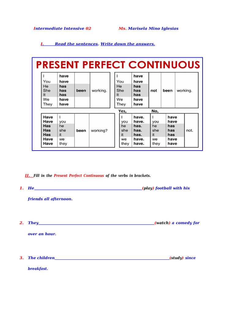 Present Perfect Continuous (03 - 04) | PDF