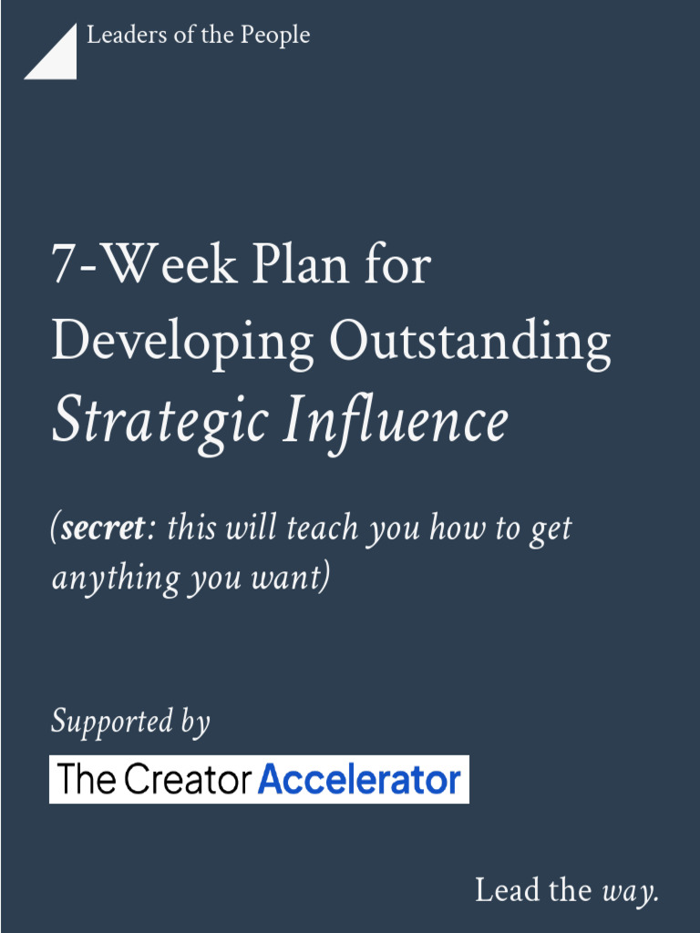 7-Week Plan For Developing Outstanding Strategic Influence | PDF ...