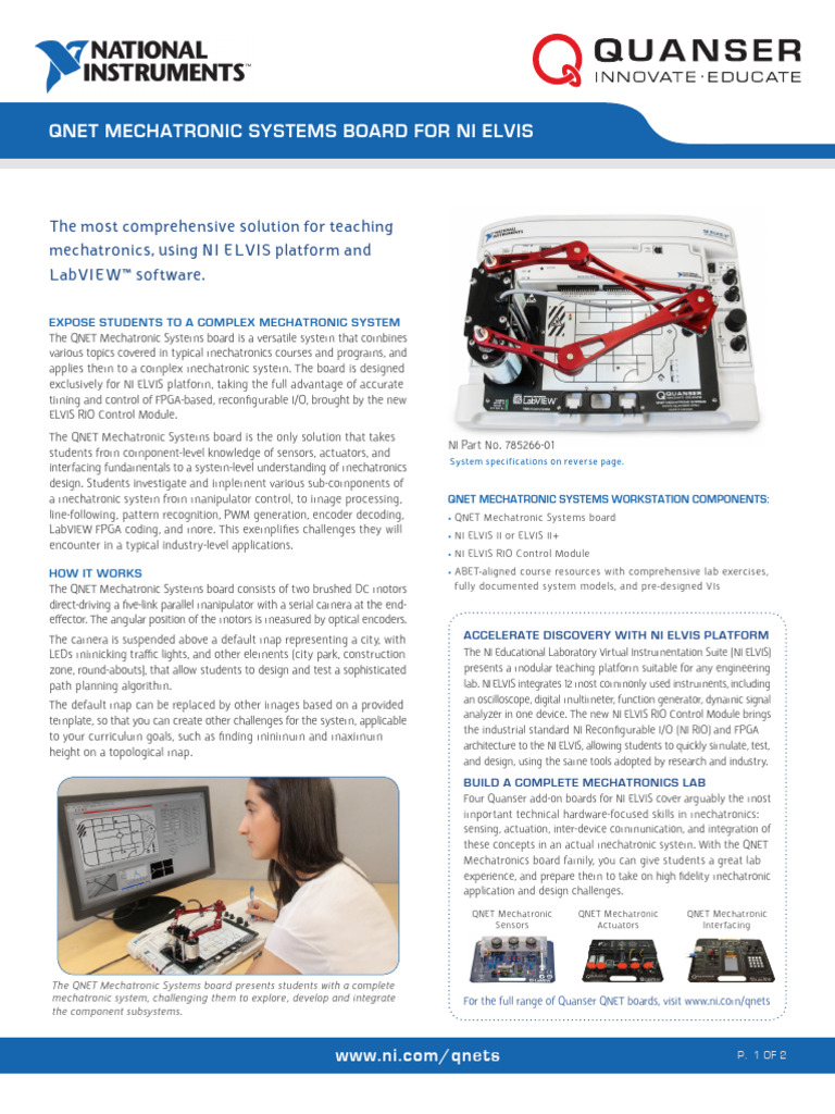 QNET Mechatronic Systems for NI ELVIS | PDF | Mechatronics | Amplifier