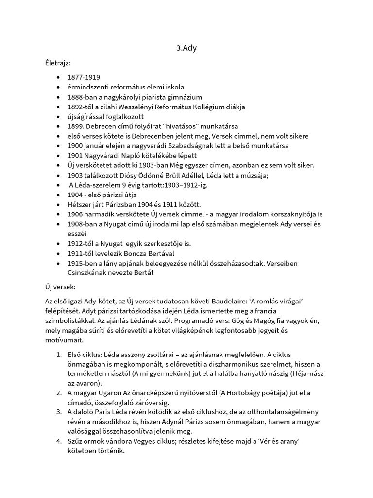 Irodalom Szóbeli Tételek | PDF