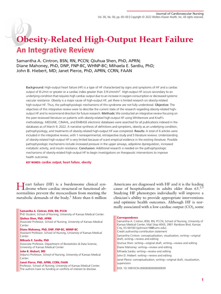 Obesity Related High Output Heart Failure An.41 | PDF | Heart Failure ...
