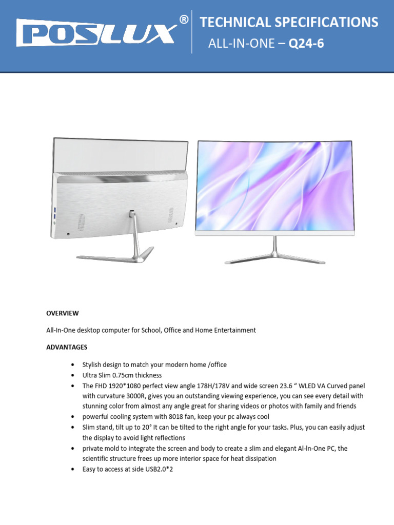 POSLUX Q24-6 - Technical Specification | PDF | Office Equipment | Computer Architecture