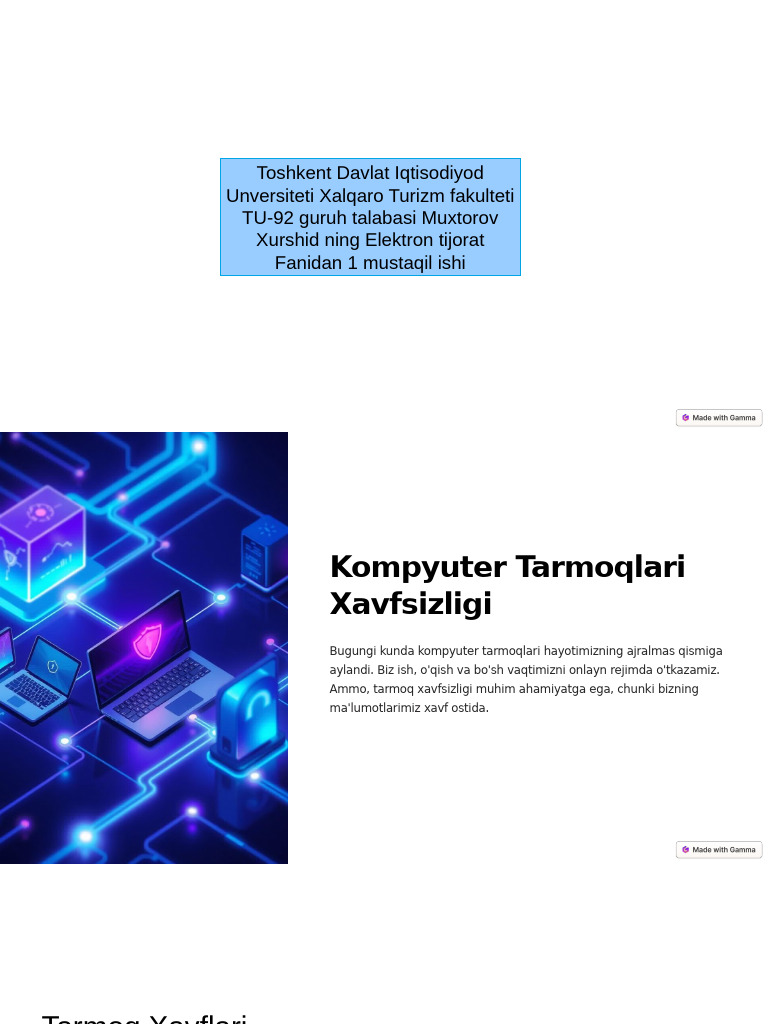 Kompyuter Tarmoqlari Xavfsizligi | PDF