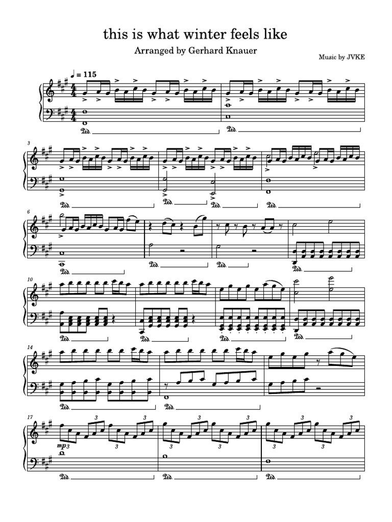 Golden Hour - JVKE This Is What Winter Feels Like (Piano) | PDF