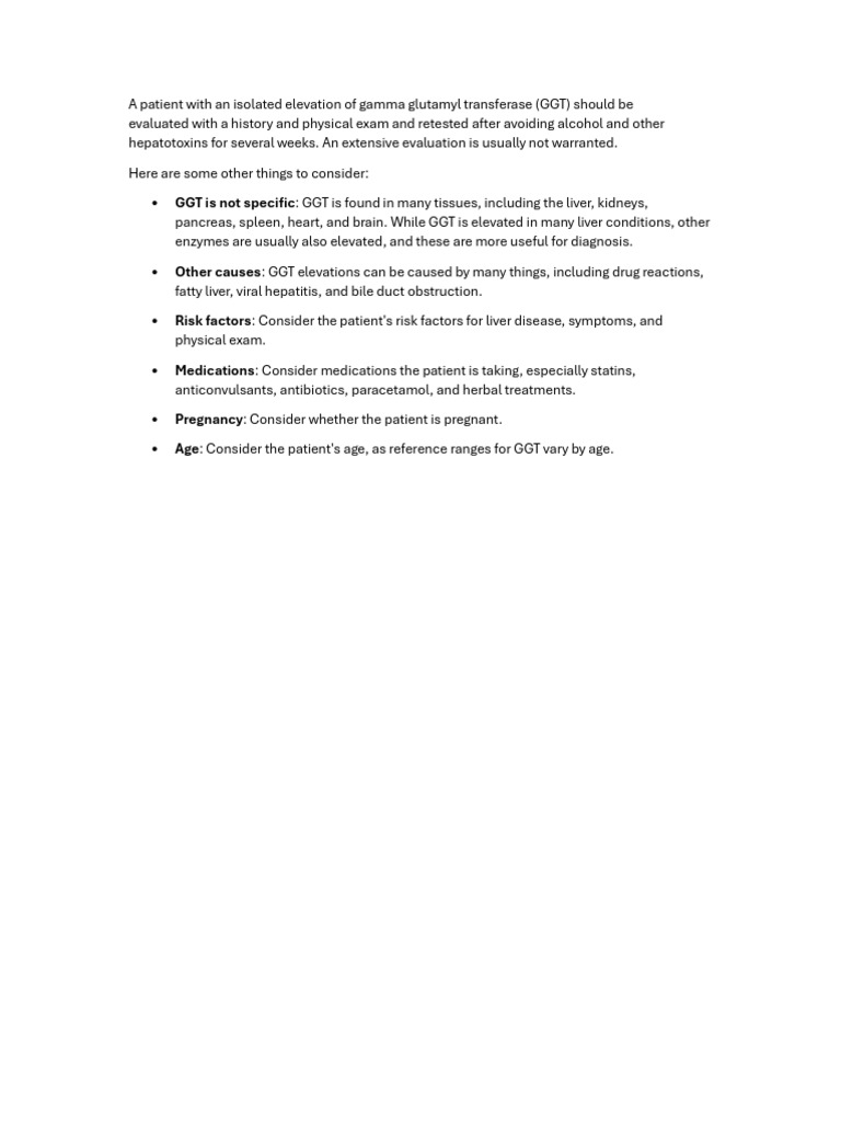 Understanding Elevated GGT Levels | PDF