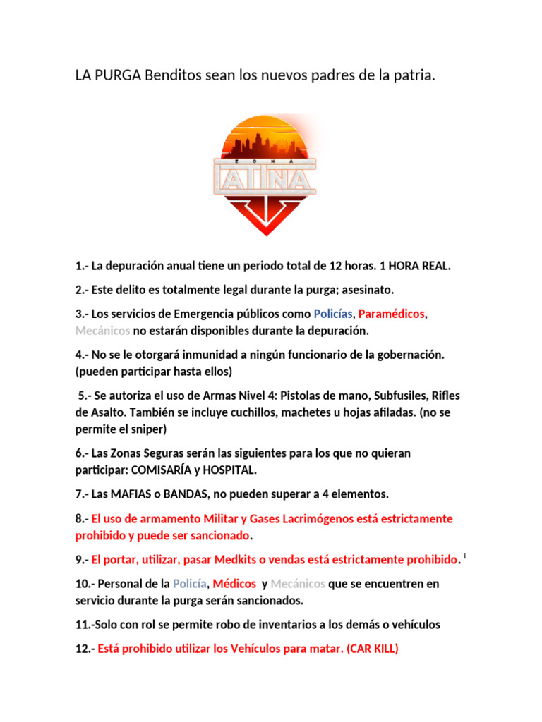 Armas y Reglas de La Purga | PDF