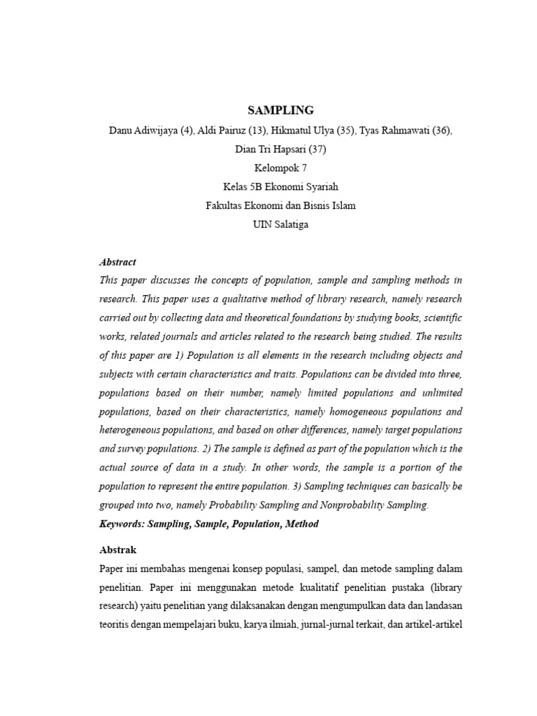 Paper Kel 7 (Sampling) | PDF