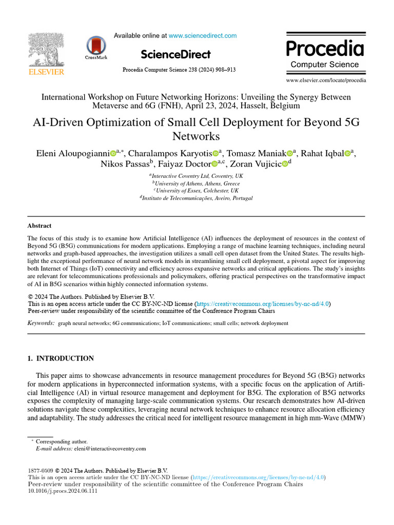 AI-Driven Optimization of Small Cell Deployment For Beyond 5G Networks AI-Driven Optimization of ...