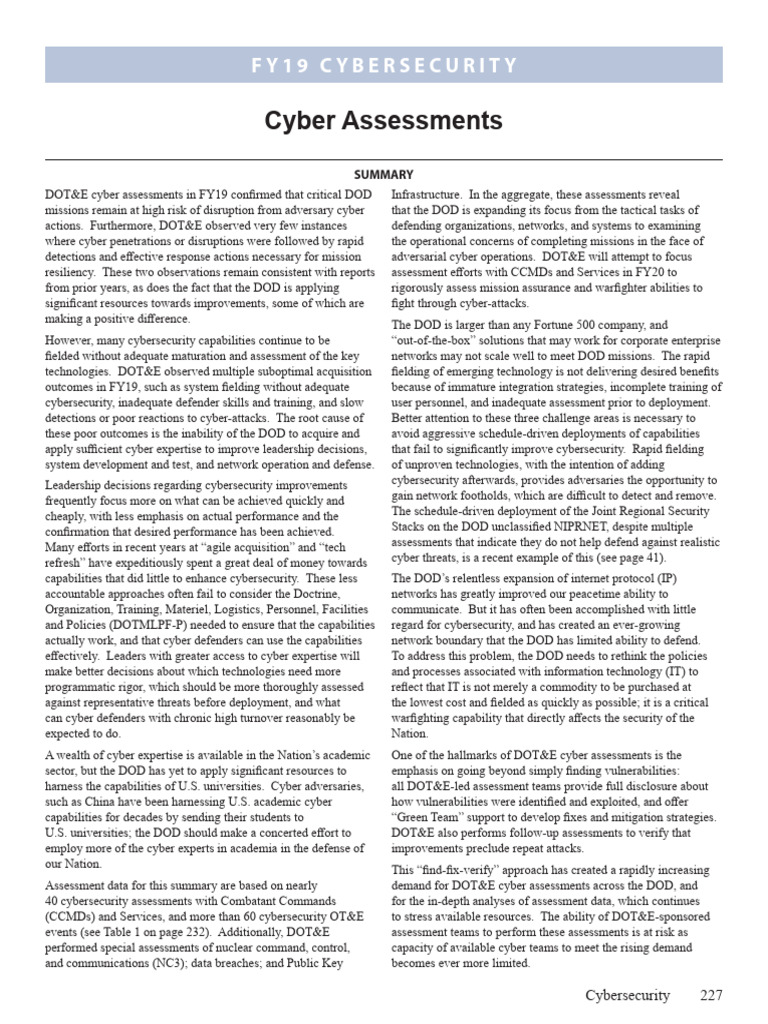 Cyber Assessments US 2019 | PDF | Computer Security | Security