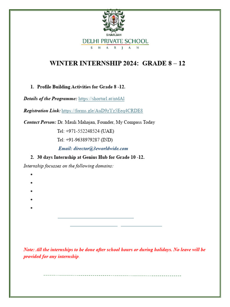 CCC - Winter Internships - 2024 | PDF